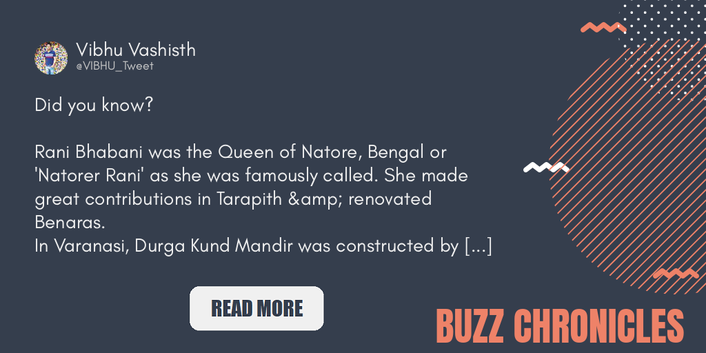 Did you know? Rani Bhabani was the Queen of Natore, Bengal…