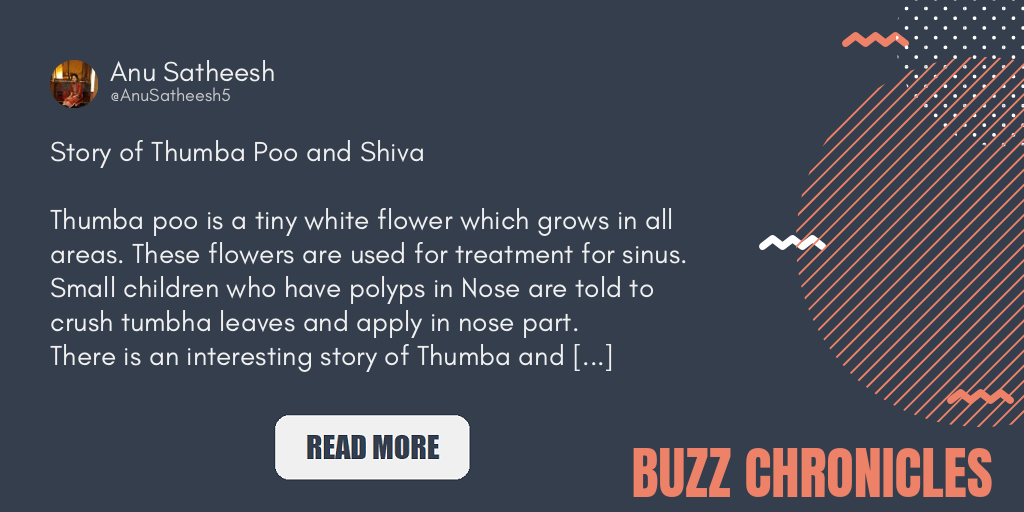 Story of Thumba Poo and Shiva Thumba poo is a tiny white